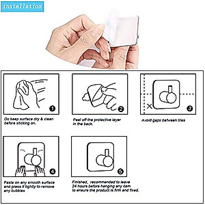 OUKALU Adhesive Wall Hooks Hanger 20 lb(Max) Heavy Duty Wall Hanger Hooks Stainless Steel Waterproof Stick on Hooks for Hanging (6 Pack)