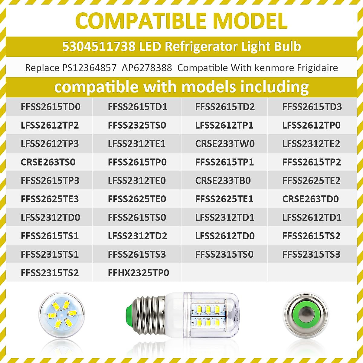 Sanyasi 5304511738 LED Light Bulb Refrigerator for Frigidaire Electrolux KEI D34L Fridge Light Bulb Replace PS12364857 AP6278388 Refrigerator Parts & Accessories (3.5W White Light)