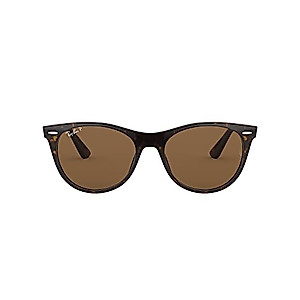 Ray-Ban RB2185 Wayfarer II Round Sunglasses, Tortoise/B-15 Brown Polarized, 52 mm