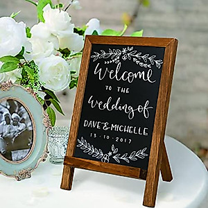 4 THOUGHT Tabletop Small Chalkboard Signs for Food, 9.5" x 14" Magnetic Wooden Mini Chalkboard with Stand Kids Chalk Board Easel Countertop Menu Board for Kitchen Home Cafe Wedding, Rustic Brown