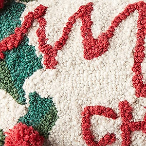 Mud Pie Holly Merry Xmas HW Pillow, 1 Count (Pack of 1), Multicolor