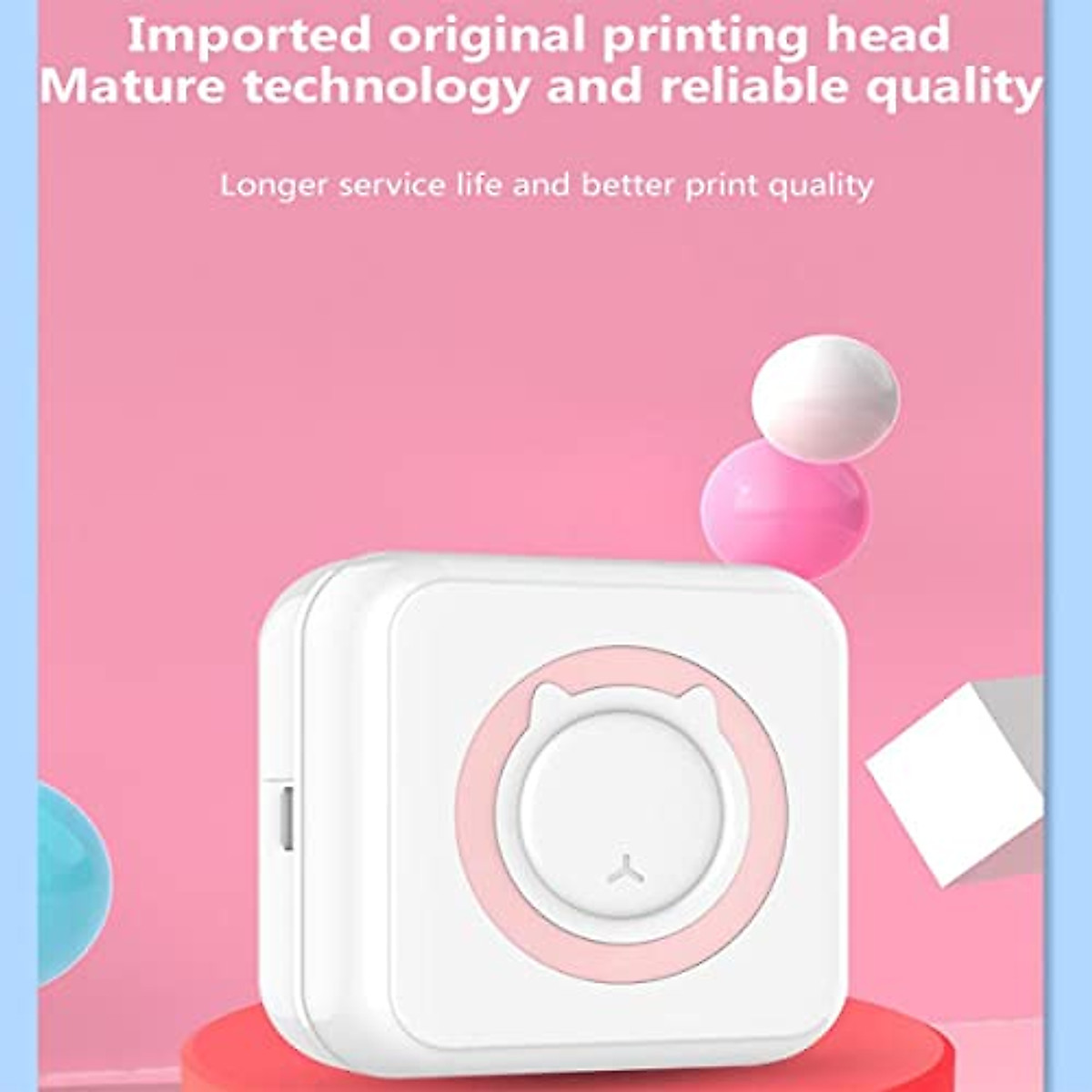 KEVGNRO InstaProud - Portable Sticker Printer, Mini Pocket Thermal Printer, Mini Printer Sticker Maker with 10 Rolls Paper for Photos, Memos, Study Notes (Pink)