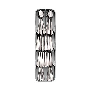Joseph Joseph 85119 DrawerStore Kitchen Drawer Organizer Tray for Cutlery Silverware, Gray & Command Large Replacement Strips, Re-Hang Indoor Hooks (GP023-20NA)