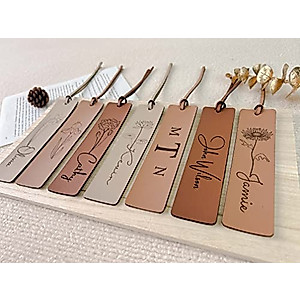 Personalized Engraved Leather Bookmark, Birth Flower Bookmark, Reader Gift, Name Bookmark, Birthday Gift for Her, Valentines/Anniversary Gift for Him/Couple.