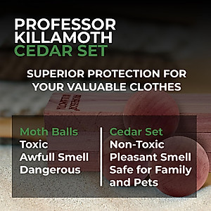 Cedar Blocks and Balls for Clothes Storage 40 Pack – Stop Clothes Damage - 10 Fresh Cedar Planks and Hangers Plus 30 Cedar Balls to Protect Your Clothes