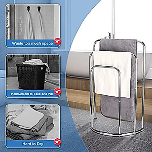 Towel Rack Standing Hand Towel Holder for Bathroom, 3 Tier Stainless Steel Towel Countertop Holder Stand, Waterproof Tower Stand for Bathroom Kitchen Outdoor Chrome Finish