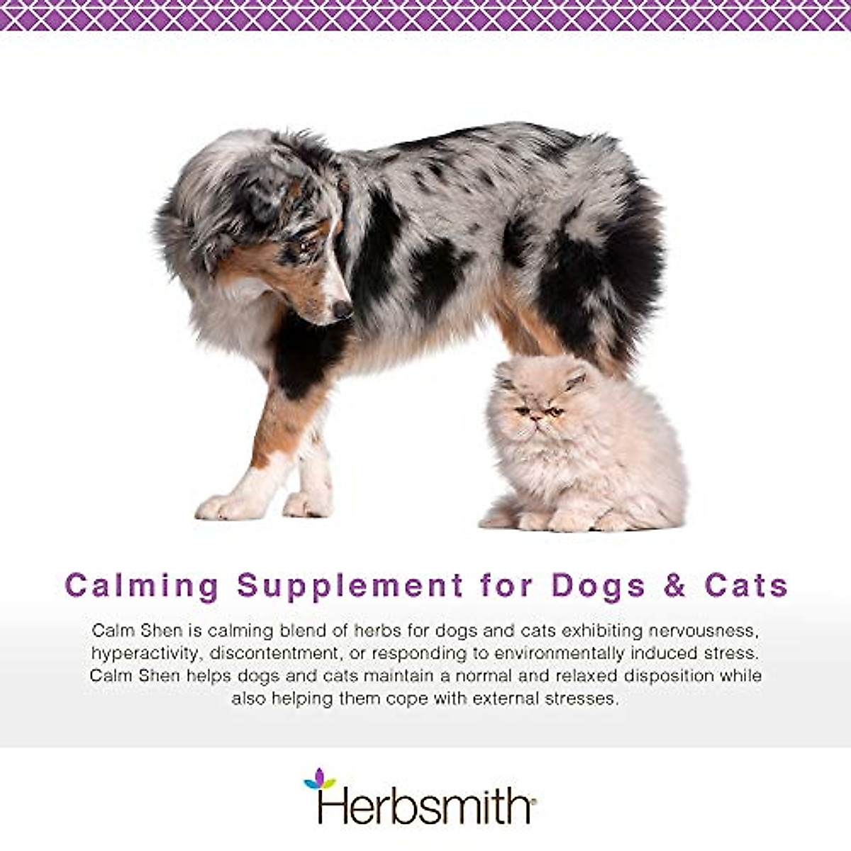Herbsmith Calm Shen – Herbal Blend for Dogs & Cats – Natural Anxiety Remedy for Dogs & Cats – Feline and Canine Calming Supplement – 150g Powder