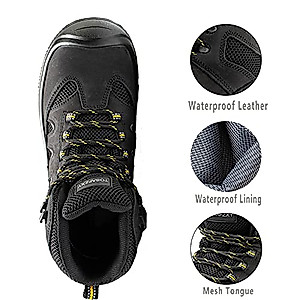 TOSAFZXY Waterproof Work Boot for Men, 6" Steel Toe and Non-Slip Safety Boot Outdoor Men Work Boot Black Size 13
