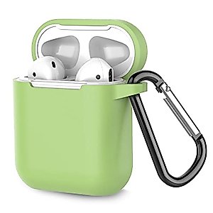 Coffea Protective Silicone Case with Keychain for Apple AirPods 1 & 2 (Front LED Not Visible) (Matcha Green)