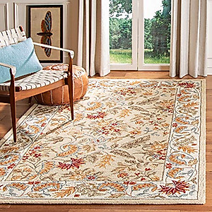 SAFAVIEH Chelsea Collection 7'9" x 9'9" Ivory HK141A Hand-Hooked French Country Wool Area Rug