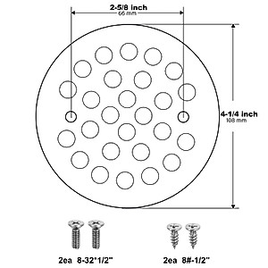 4-1/4“ Shower Strainer Drain Trim Set, Screw-in Shower Strainer Drain Cover, Shower Floor Replacement Cover Bathroom Drain Strainers (Brushed Nickel)