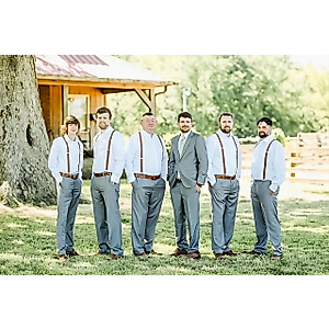 trilece Brown Suspenders for Men - Adjustable Y Shape Womens Boys Suspenders with Heavy Duty Clips (Brown, 1)