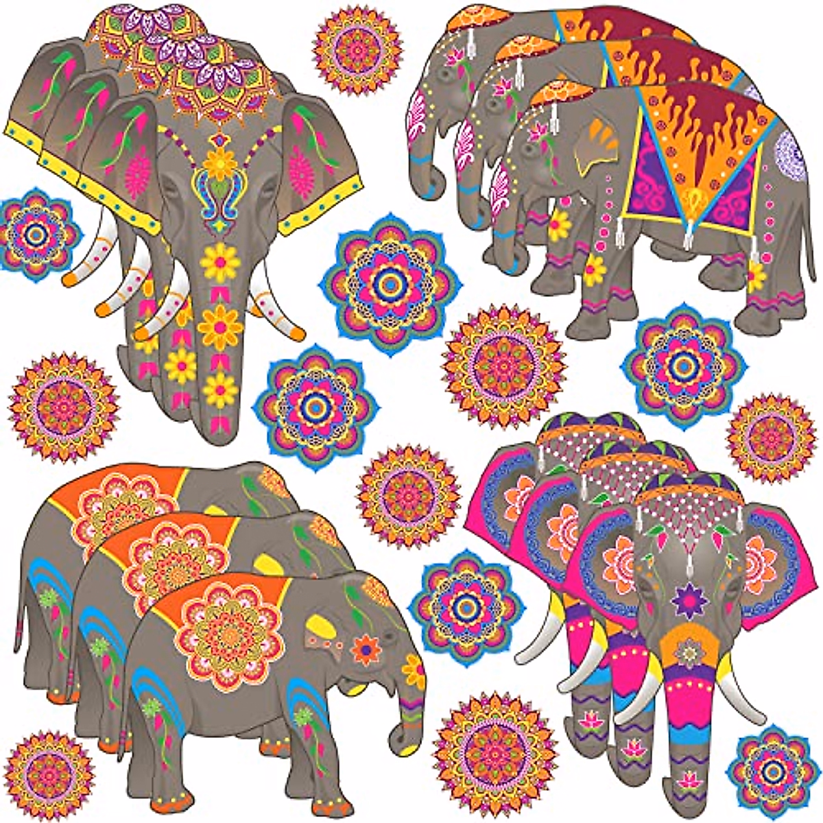 60 Pieces Diwali Elephant Cutouts Cards Party Decorations, Festival of Lights Theme Deepavali Party Signs Paper Cardboard Cutouts Diwali Party Supplies