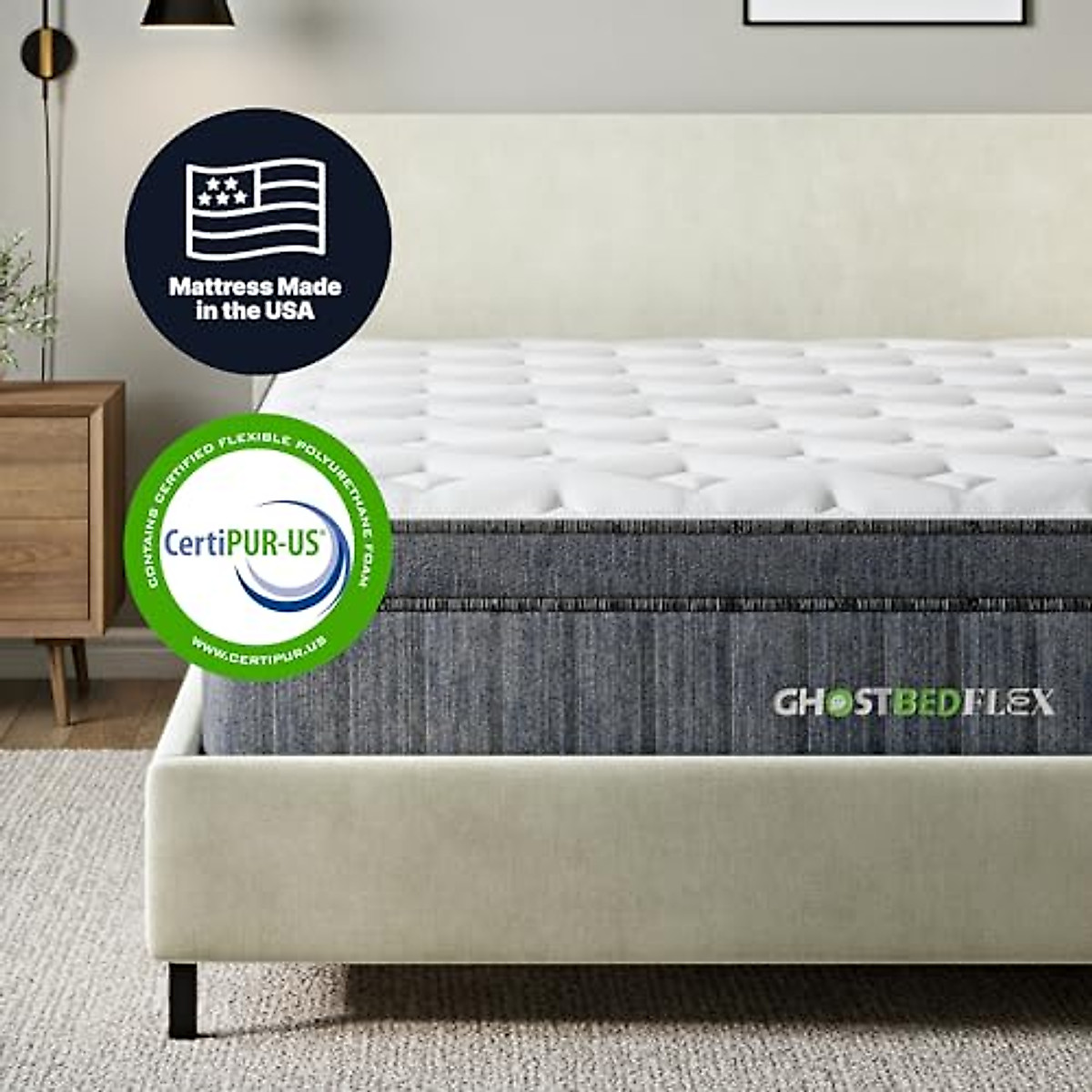 GhostBed Flex 13 Inch Cool Gel Memory Foam & Innerspring Hybrid Mattress, Medium Feel, Made in The USA, Twin XL