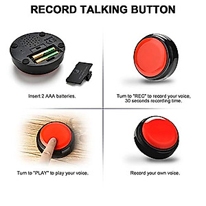 Voice Recording Button Easy Button Record 30 Seconds Talking Message Funny Office Gift Battery Powered Recordable Sound Buttons