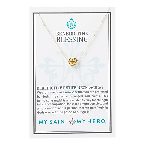 My Saint My Hero Benedictine Petite Necklace - Gold-Tone Floating Benedictine Medal