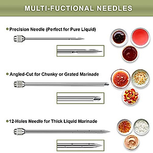 Culinary Hutch Meat Injector Syringe with Meat Tenderizer - 304-Stainless Steel Meat Injector Syringe Kit, 3 Needles, 3 Brushes, O-Rings set - Grilling, BBQ Accessories, 2-oz Large Capacity Barrel