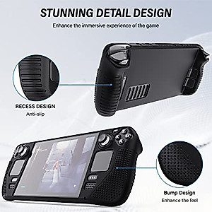 Benazcap Case for Steam Deck OLED 2023/Steam Deck 2021, Full Body Silicone Protective Cover Case, Compatible with Steam Deck OLED/Steam Deck - Black