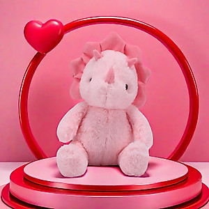 VANLINNY Dinosaur Stuffed Animals, Pink Dinosaur Triceratops Toy for Kids, Cute 9" Dinosaur Stuffed Baby Plush, Christmas/Birthday Gift for 3 4 5 6 7 Years Old Girls/Boys