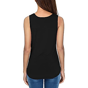 Sarin Mathews Women's Cowl Neck Ruched Sleeveless Sexy Blouse Stretch Tank Tops Black L