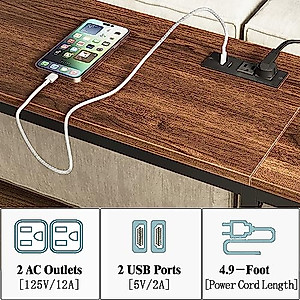 Rufokisa Console Table with Power Outlet, 70.9" Narrow Sofa Table, Skinny Sofa Hallway Table, Industrial Entryway Table with USB Ports, Behind Couch Table for Foyer, Living Room, Hallway, Bedroom
