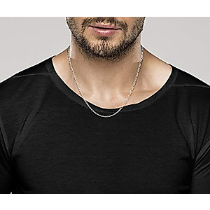 Miabella Solid 925 Sterling Silver Italian 2.3mm Diamond-Cut Figaro Link Chain Necklace for Women Men, Made in Italy (Length 20 Inches)