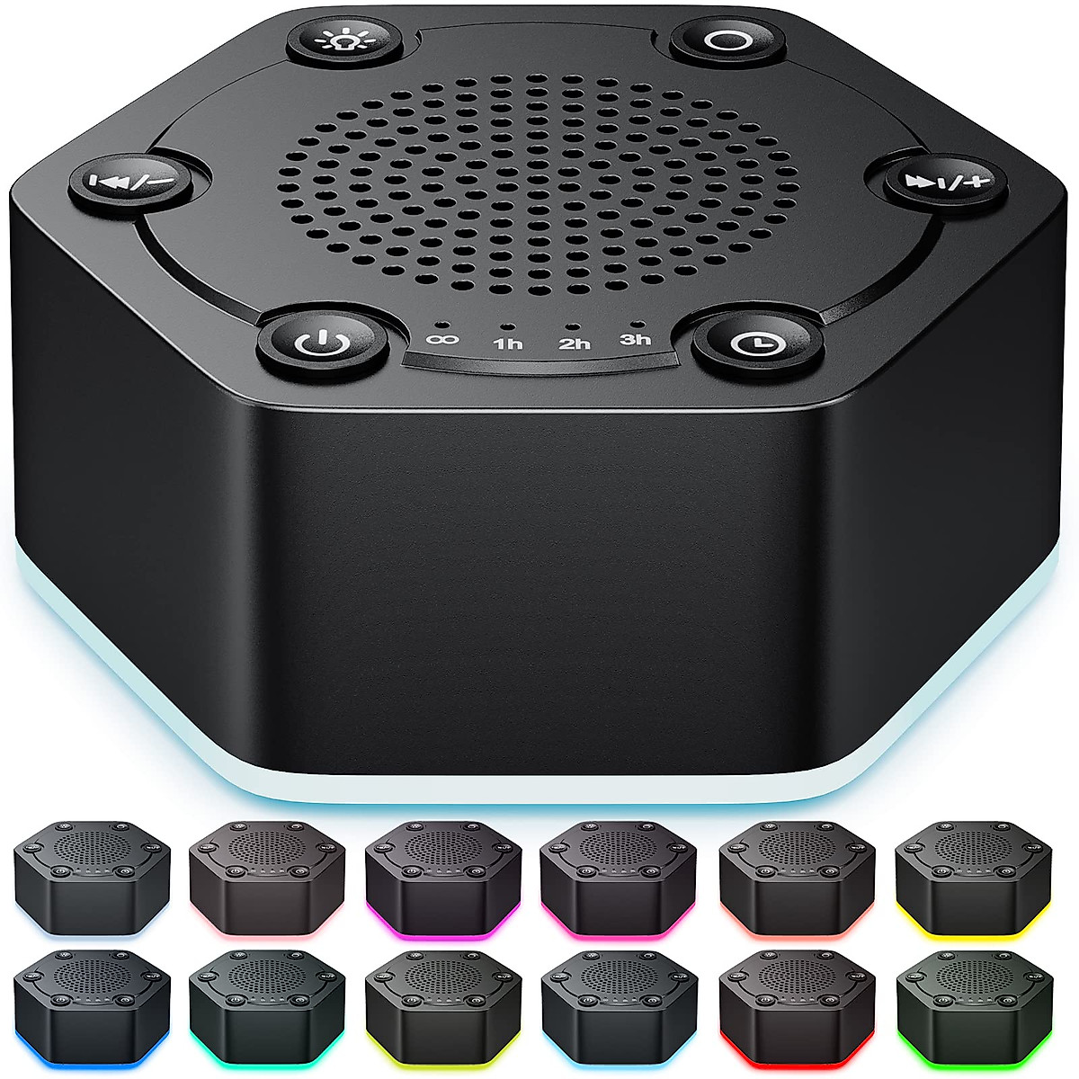 WowSleep High Fidelity White Noise Sound Machines with 30 Unique Non-Looping Soothing Sounds 12 Colors Night Light 4 Timers 10-Level Brightness 32-Level Volume and Memory Function