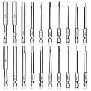 InPower Hex Head Allen Wrench Drill Bit Set 20PC (10pc Metric & 10pc SAE), S2 Steel Magnetic Screwdriver Bit Set, 3" Long Hex Bit Set with Storage Box.…