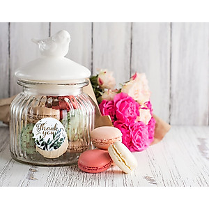 Louise Maelys 1.5 Inch Thank You Stickers for Wedding, Birthday, Bridal, Shower, Packaging, Small Business, Envelope, Gifts, 500pcs Per Roll Round Green Plant Thank You Label Sealing Stickers