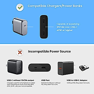 Surface Connect to USB-C Charging Cable 15V/3A, Compatible with Microsoft Surface Pro 7/6/5/4/3, Surface Laptop 3/2/1, Surface Go, Surface Book (TPE, 6FT)