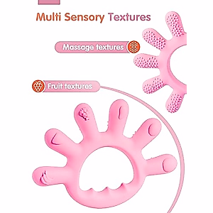 Teething Toys for Babies 0-6 Months|Teethers for Babies 6-12 Months|Food Grade Silicone Teething Relief Chew Baby Girl Toys|3 4 5 Months Old Developmental Baby Infant Toys Gifts