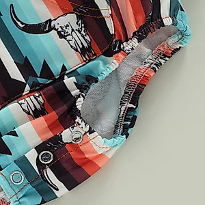 Baby Boy Girl Hoodie Sweatshirt Romper Cow Print Long Sleeve Oversized Bodysuit Tops Western Cowboy Fall Winter Outfit (Brown Blue, 12-18 Months)