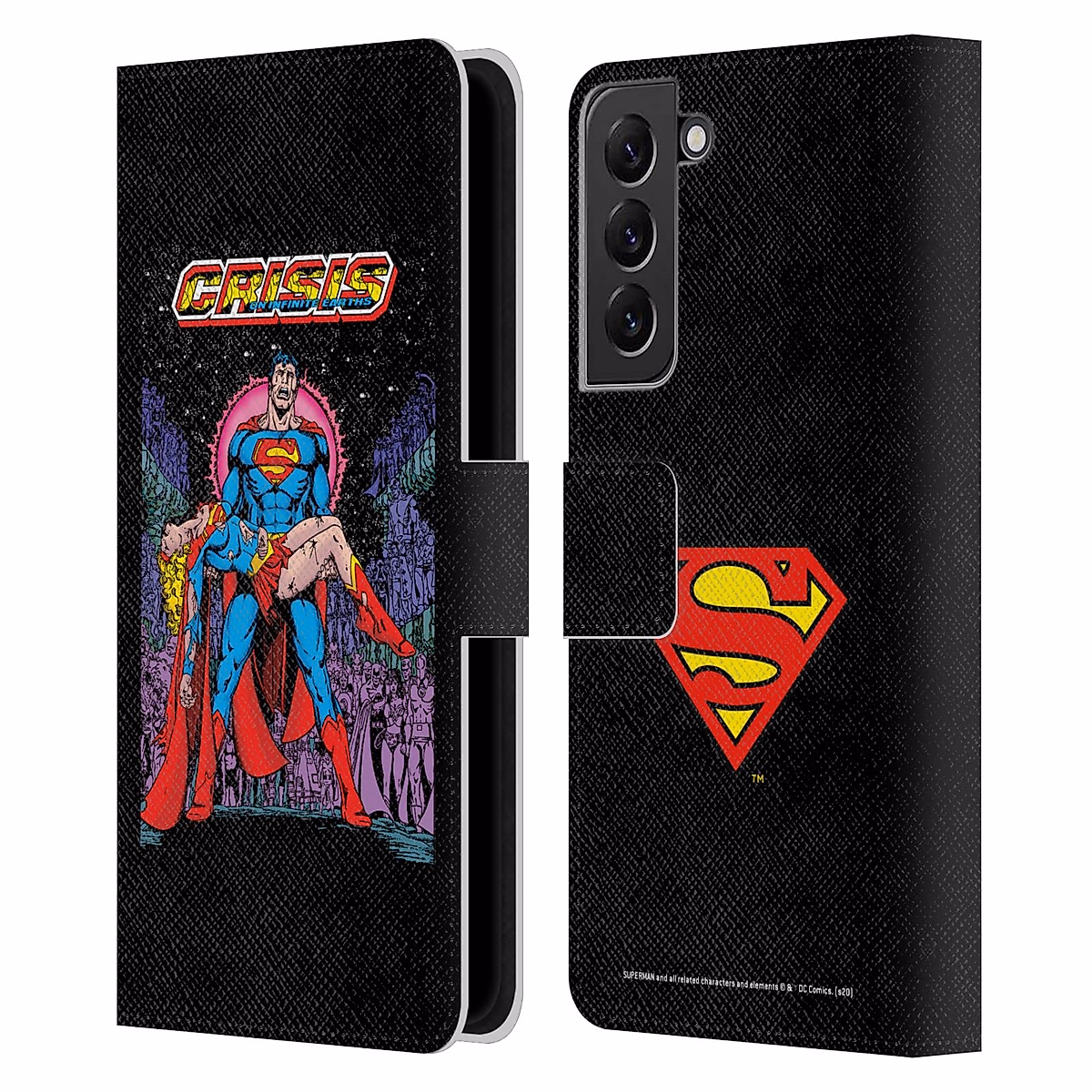 Head Case Designs Officially Licensed Superman DC Comics Crisis On Infinite Earths Famous Comic Book Covers Leather Book Wallet Case Cover Compatible with Samsung Galaxy S22+ 5G