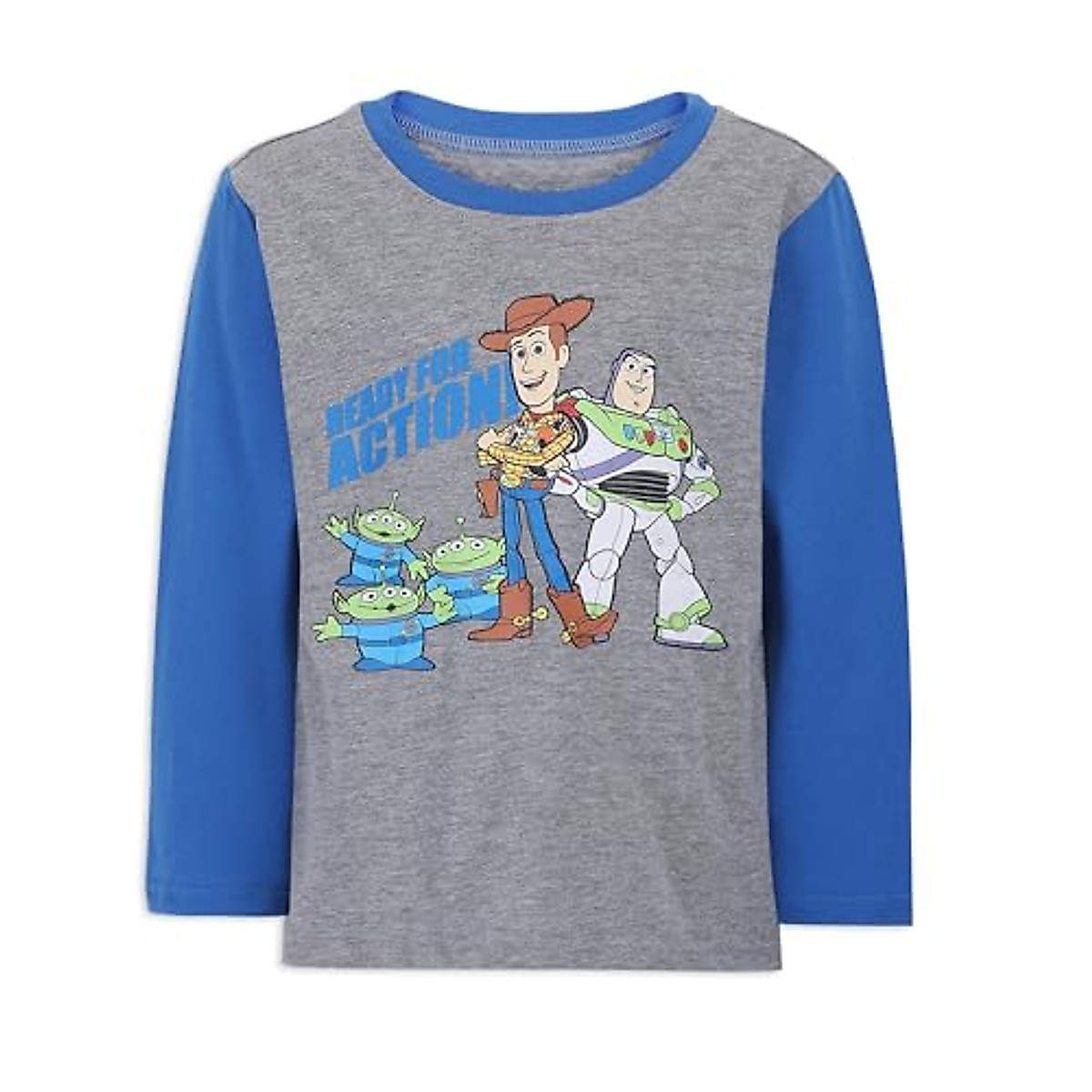 Disney Toy Story Buzz Lightyear, Woody and Aliens Boys Long Sleeve Shirt and Pants Set for Toddler and Little Kids