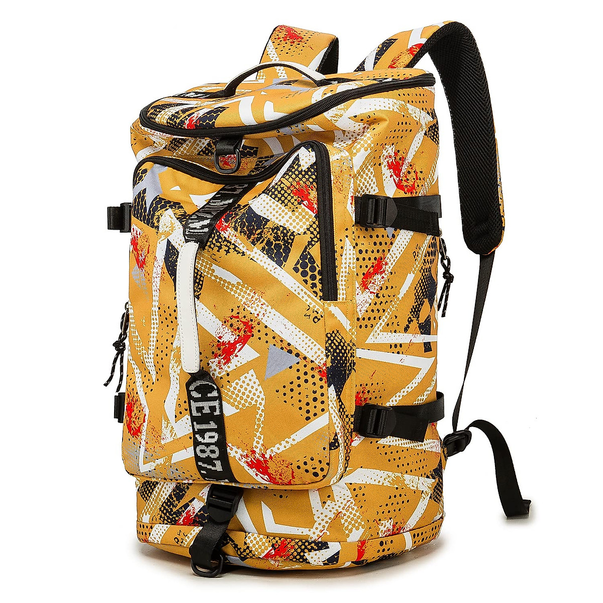 FUNYAGO Gym Duffle Bag Waterproof black Laptop Backpack Suitable for Hiking, Fishing, Travel 40L Large Capacity Trendy Cool Lightweight Backpack for Men and Women