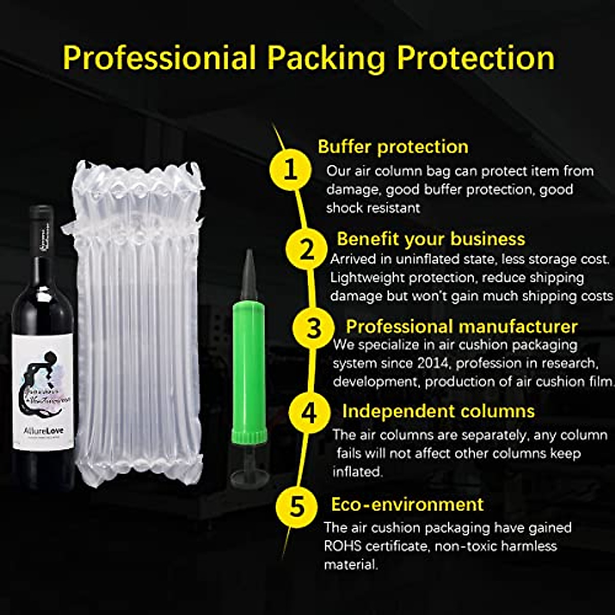 RESISSHO Wine Bottle Protector for Travel, 50 Pack Wine Bags for Travel Inflatable for Wine Fruit with Free Pump Wine Bottle Protector Air Column Cushion Sleeves for Packaging