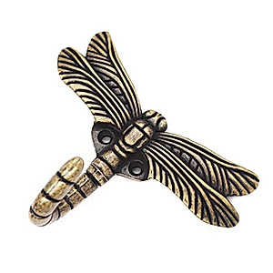 binifiMux 2pcs Dragonfly Anqitue Vintage Coat Hooks Decorative Wall Mounted Hanger Hook for Handbag Key Towel Bathrobe (Antique Bronze)