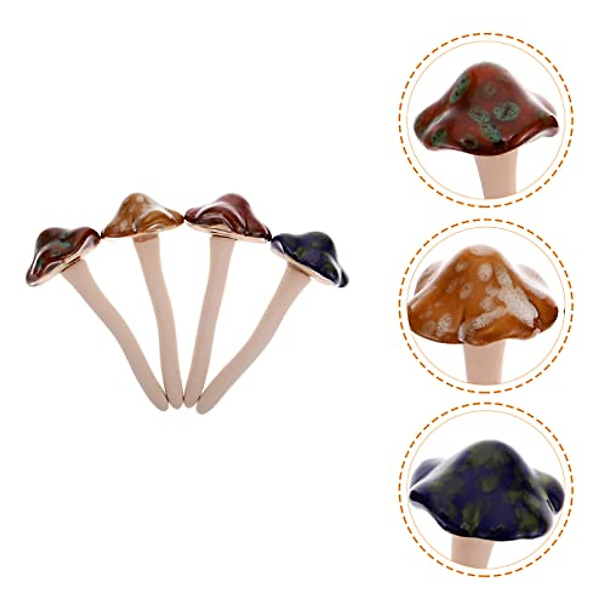 GANAZONO Glass Containers 4pcs Mushroom Ornament Vintage Ceramics Moss Mini Mushrooms