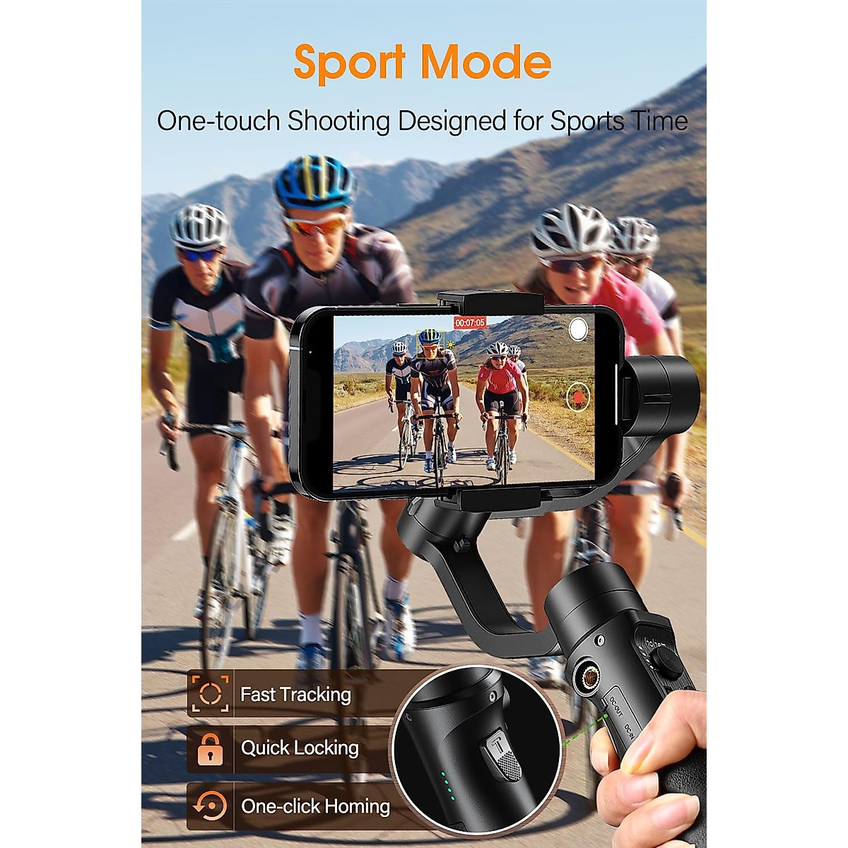 Gimbal Stabilizer for Smartphone, 3-Axis Phone Gimbal for Android and iPhone 15,14,13,12 PRO, Stabilizer for Video Recording with Face/Object Tracking, 600 °Auto Rotation - hohem iSteady Mobile Plus