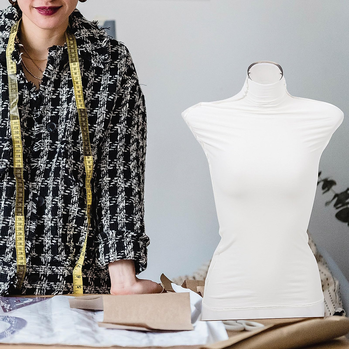 Baluue Superb Fabric Cover Female Model Cloth Accessories for Upper Body Dress Stand Form Mannequin Model ( Mannequin NOT Included ) White