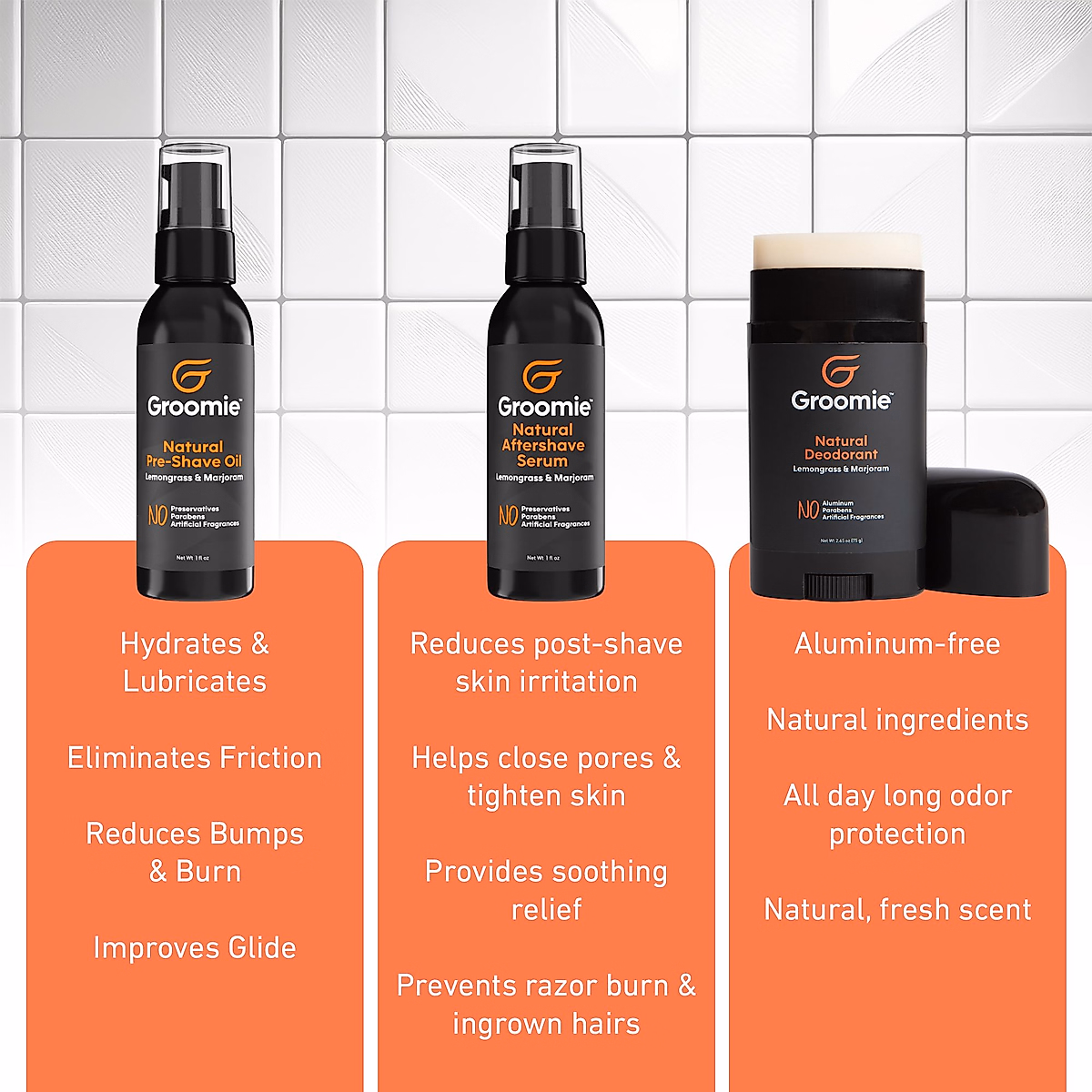 Groomie Crispy AF, Shaving & Grooming Kit for Bald Men - Set Includes BaldiePro Electric Razor, Pre-Shave Oil, Aftershave, Deodorant & Travel Carrying Case - All-in-One Head Shaver Kits for Men