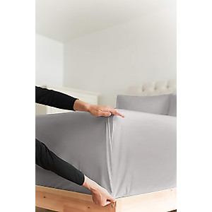 Extra Deep Pockets 400 Thread Count 100% Cotton 4 Piece Full Size Bedding Sheet Set - Breathable & Cooling - Hotel Luxury Bed Sheets Set - Soft, Wrinkle Free & Comfy Light Grey Bedding Sheets Set