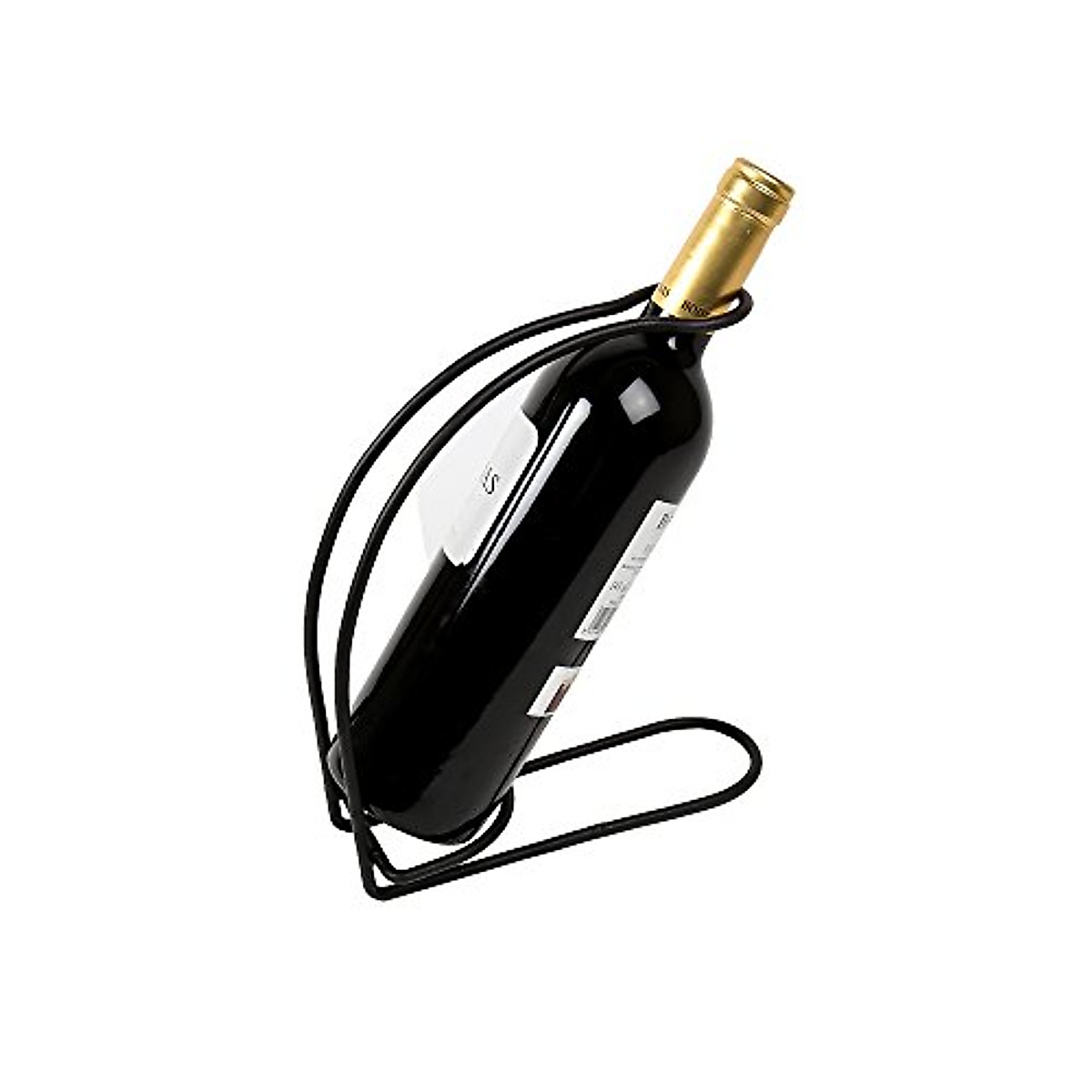 Luciano Housewares Tabletop Rack Vintage Iron Single Bottle Wine Holder, 9 inches, Black, 9" x 3.5"