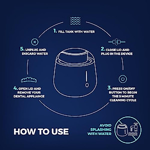 Ultrasonic Retainer Cleaner, UVC Retainer Cleaner Machine - Cleans Dentures, Aligners, Mouth Guards, Whitening Trays by Fresh Knight