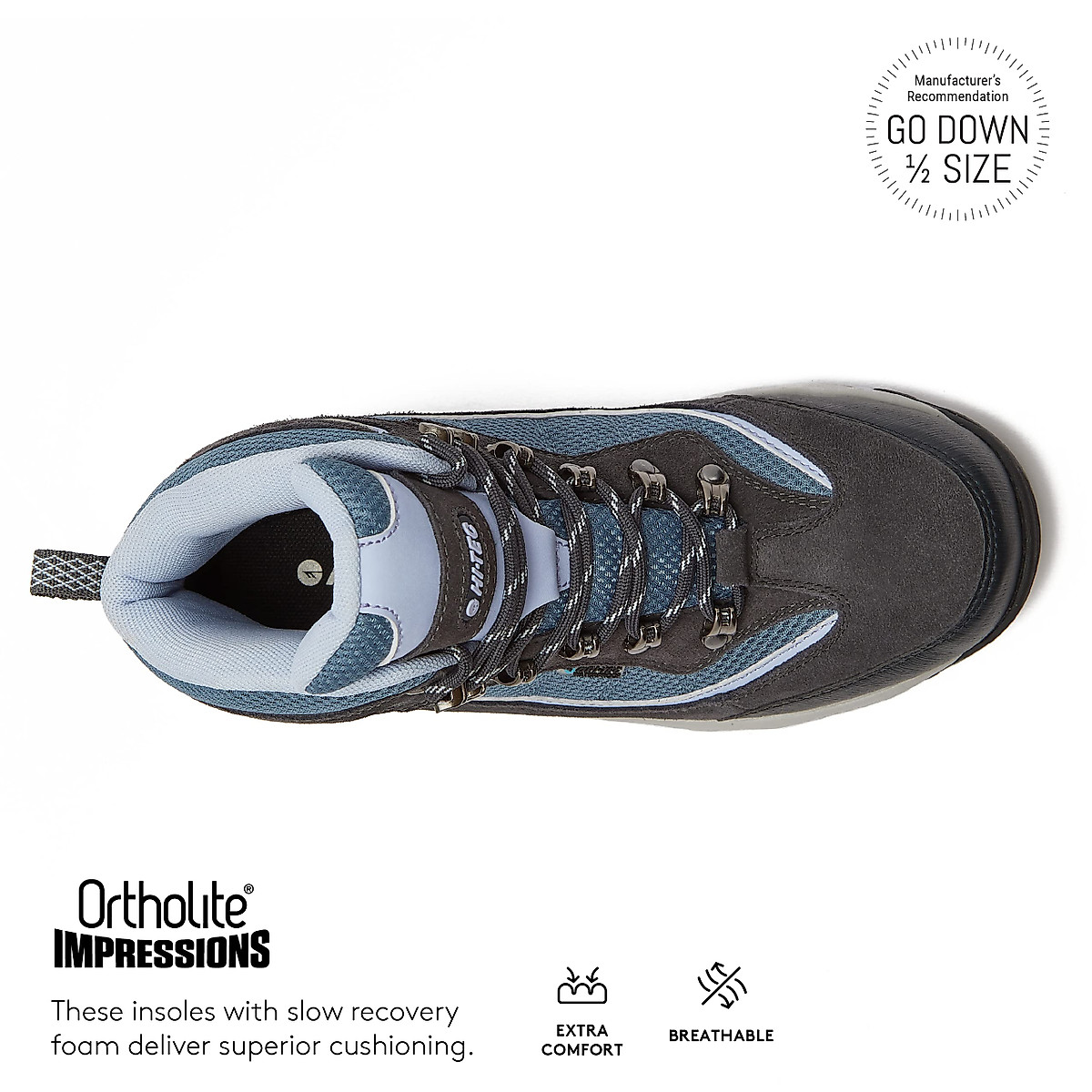 HI-TEC Skamania Mid WP Waterproof Women's Hiking Boots, New 2023 Model with High Performance Rubber Outsoles - Trail, Mountain and Backpacking Shoes - Dark Grey/Navy Blue, 7 Medium