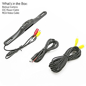 Pyle License Plate Rear View Camera - Built-in Distance Scale Lines Backup Parking/Reverse Assist Marine Grade Waterproof IP-67 Adjustable Slim Bar Cam Night Vision w/ 420 TVL Resolution PLCM28MS