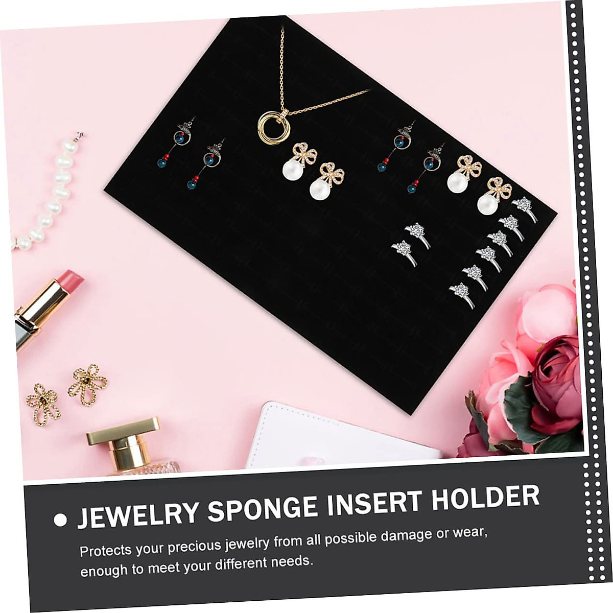 LIFKOME 10 Pcs Box Jewelry Sponge Pad Jewelry Foam Inserts Black Ring Insert Jewelry Tray Insert Jewelry Display Pad Ring Display Holder Jewelry Case Insert Sponge Foam Ring Accessories