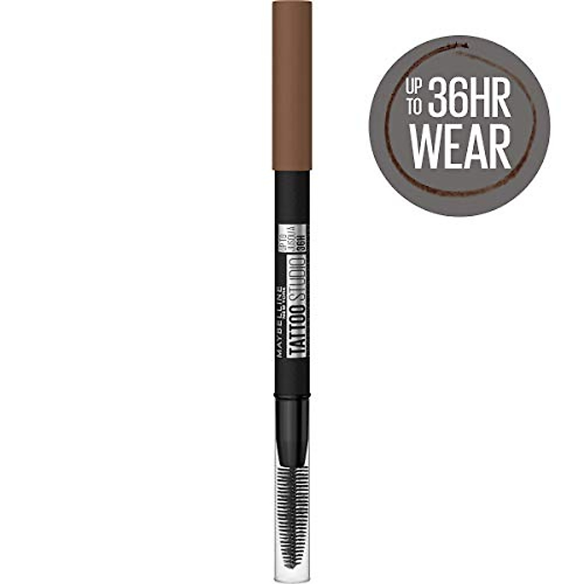 Maybelline TattooStudio Waterproof Eyebrow Pencil, Sharpenable, Longwear, Long Lasting Eyebrow Pencil, Defined Brows, Pigment Brow Pencil, Soft Brown, 1 Count