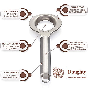 DOUGHTY - Dough Kneading & Mixing Tool - Stainless Steel Hand Mixer - Ideal for Thick Sticky Doughs - Great Bread Kneading Tool & Danish Dough Whisk Alternative - Gift Box Included