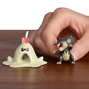 Pokémon 95003 2" Battle Action Figure Includes 2" Alolan Rattata and 2" Sandygast (Pack of 2)